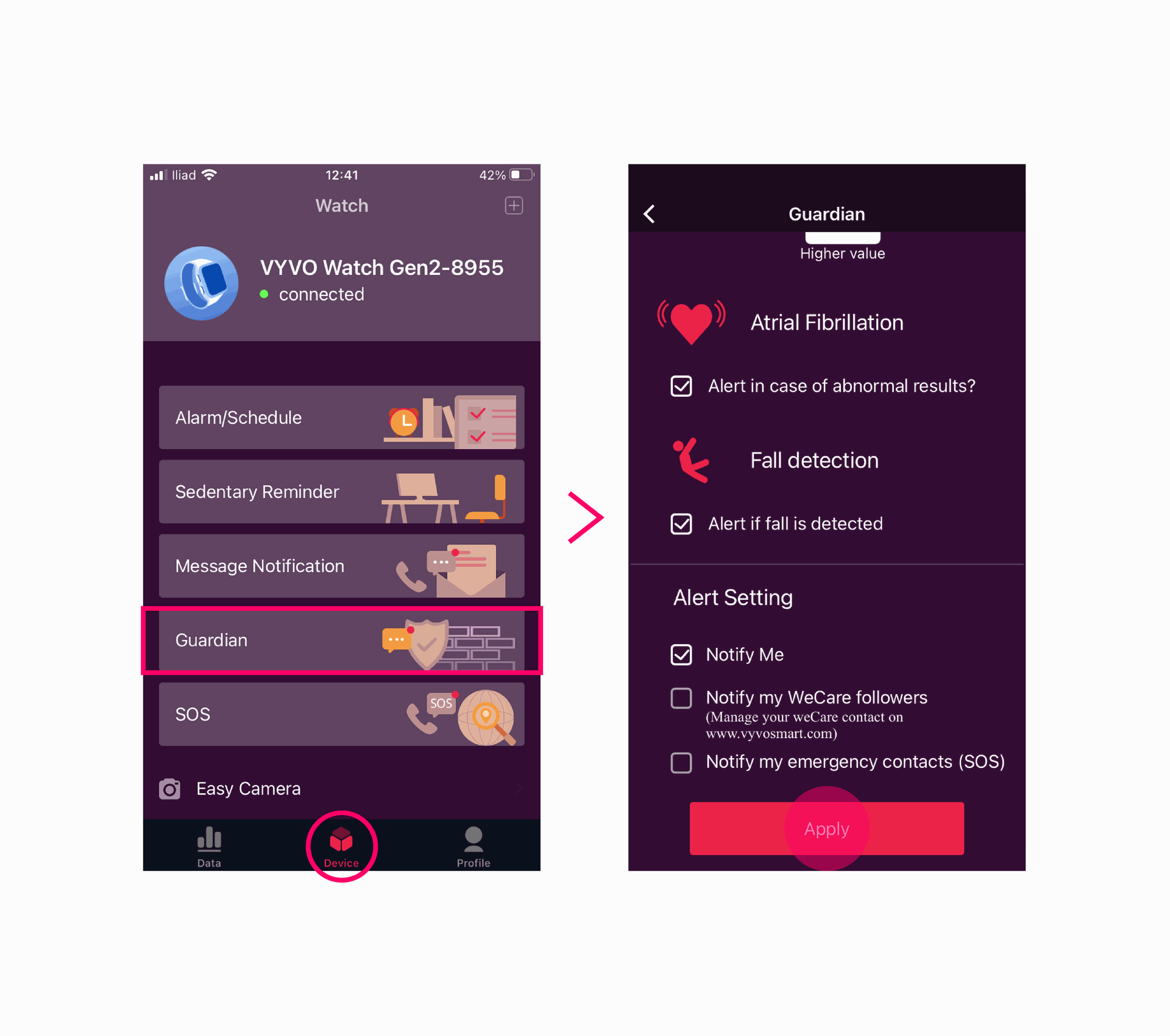 How can I set the Guardian and SOS feature? | info.helohealth.com